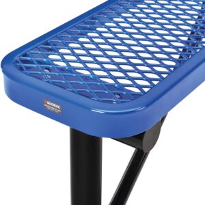 Global Industrial 48" L Outdoor Steel Flat Bench, Expanded Metal, Blue