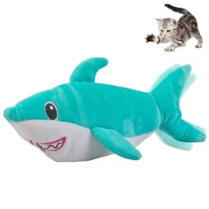 pet craft supply wiggle pickle and shimmy shark flipper flopper interactive electric realistic flopping wiggling moving fish potent catnip and silvervine cat toy, multi (8726), all breed sizes