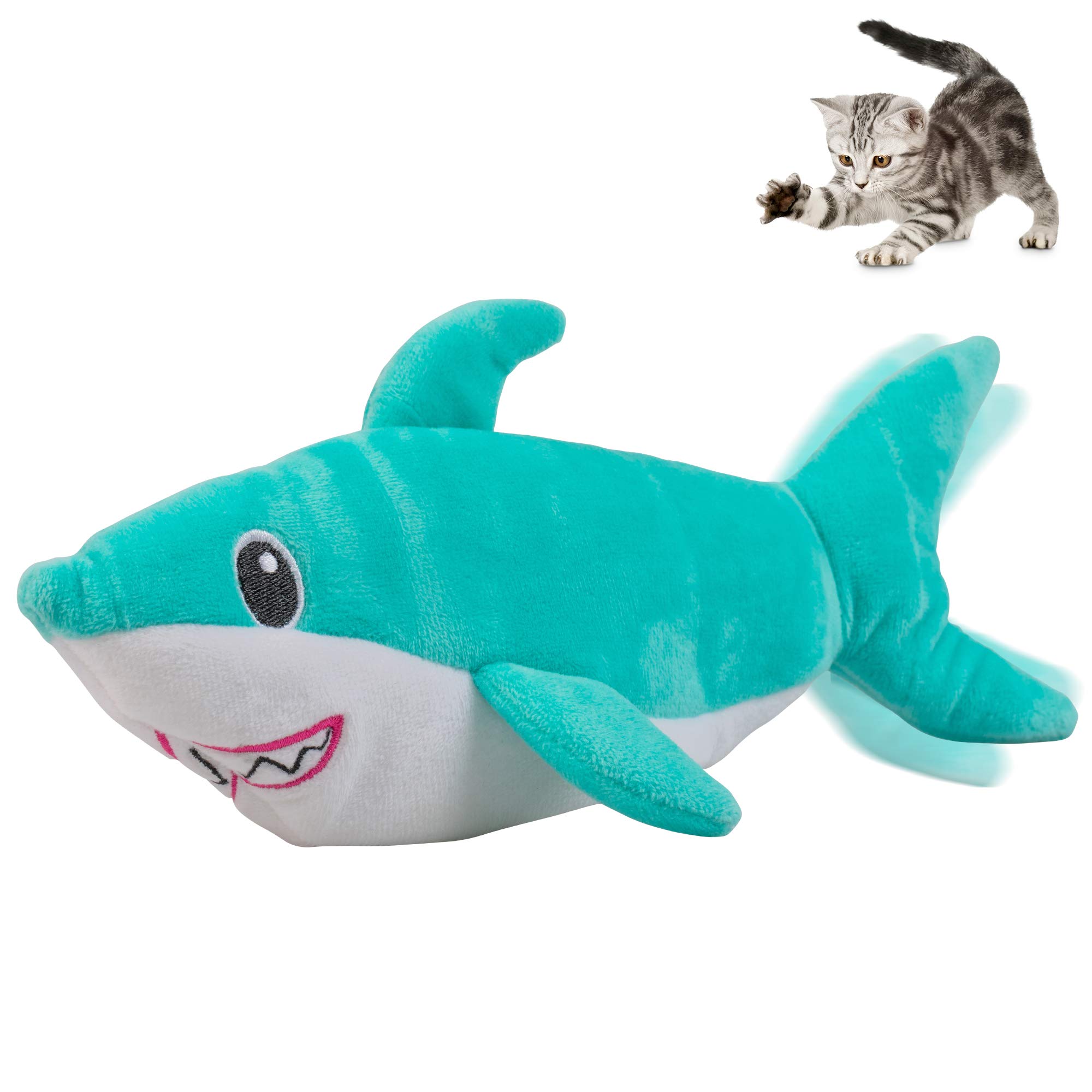 Pet Craft Supply Wiggle Pickle and Shimmy Shark Flipper Flopper Interactive Electric Realistic Flopping Wiggling Moving Fish Potent Catnip and Silvervine Cat Toy, Multi (8726), All Breed Sizes