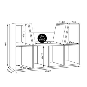 VEIKOU Kids Bookcase with Reading Nook 6-Cubby Kids Bookshelf Organizer for Kids Reading Nook, Kids Bookcase with Grey Cushion, White