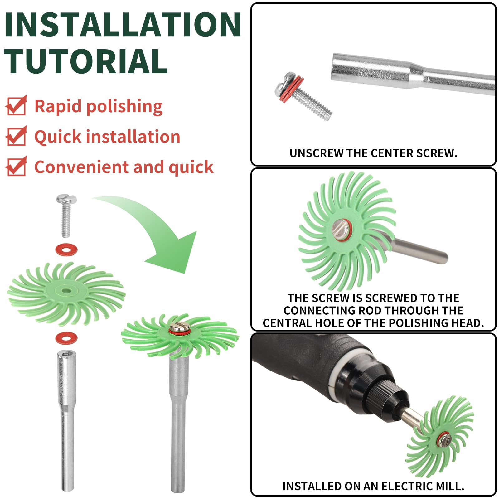 76Pcs 1 Inch Mini Radial Bristle Disc Mix Kit with 2.35mm/3mm Mandrels for Rotary Tools Accessories Cleaning Deburring Sanding, Grit 80/120/220/400/600/1000/2500 Abrasive Buffing Wheel Polishing Bits