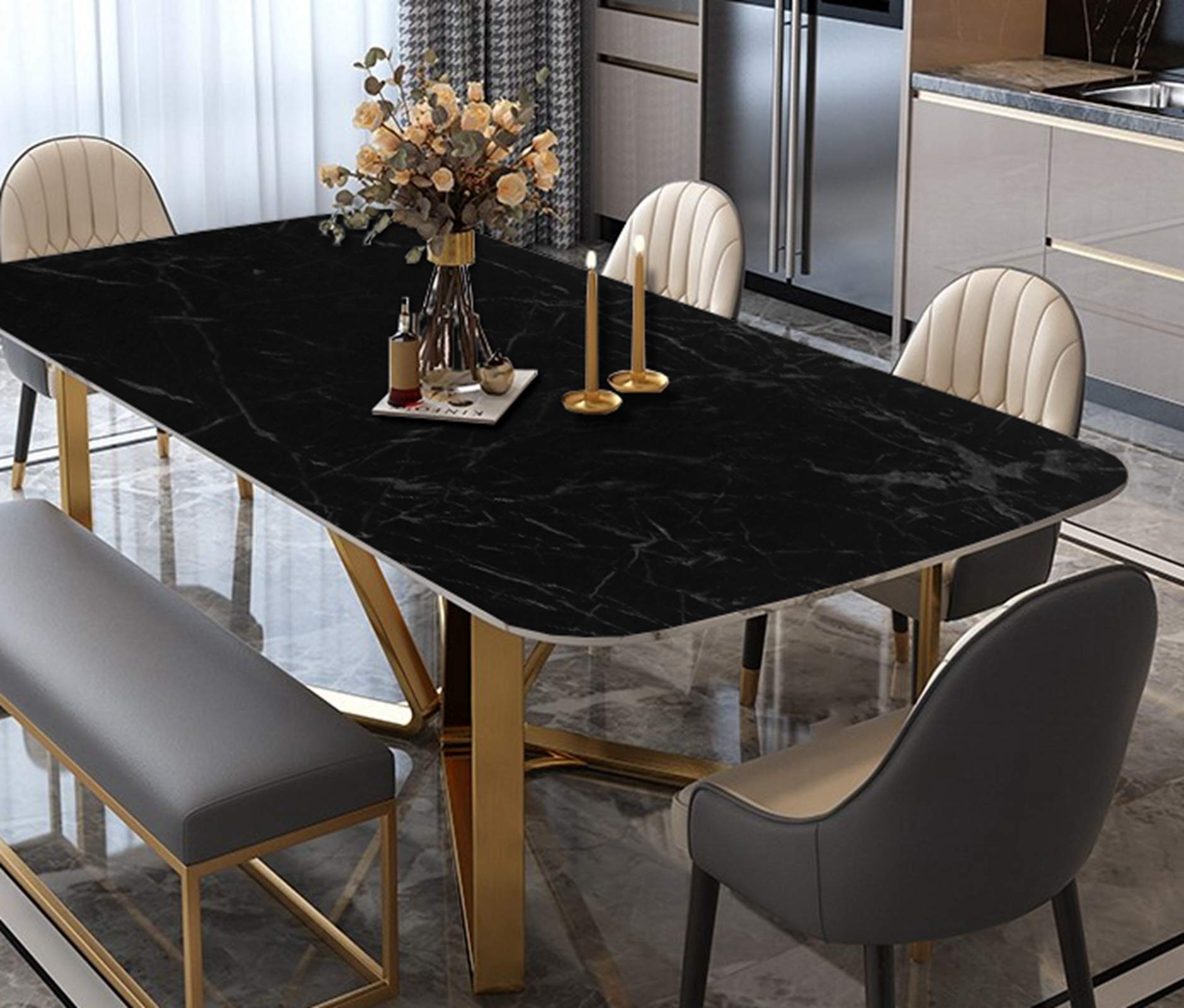 Arthome Black Marble,17"x120" Inches Peel and Stick Wallpaper, Black Marble Contact Paper Self-Adhesive and Removable Vinyl Wallpaper Waterproof Contact Paper for Cabinets Countertops Wall Covering