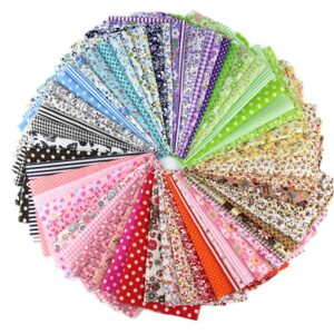 bluelans 50pcs 4" x 4" (10cm x 10cm) top cotton craft fabric bundle squares patchwork diy sewing scrapbooking quilting floral dot pattern artcraft 30pcs mix color