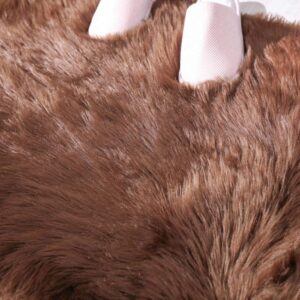 Carvapet Fluffy Shaggy Soft Faux Sheepskin Fur Area Rugs Floor Mat Chair Sofa Cover Beside Carpet for Bedroom Living Room, 2ft x 3ft, Brown