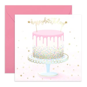 central 23 — cute birthday card for her - sparkle cake - general birthday card for women - comes with fun stickers