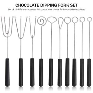 10PCS Chocolate Dipping Fork Set, DIY Baking Supplies, Stainless Steel Decorating Tool Set for Handmade Chocolates, Pralines,Truffles