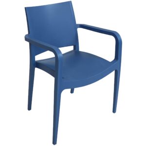 Sunnydaze Landon All-Weather Plastic Indoor and Outdoor Dining Armchair - Commercial Grade - Sax Blue - 2 Chairs