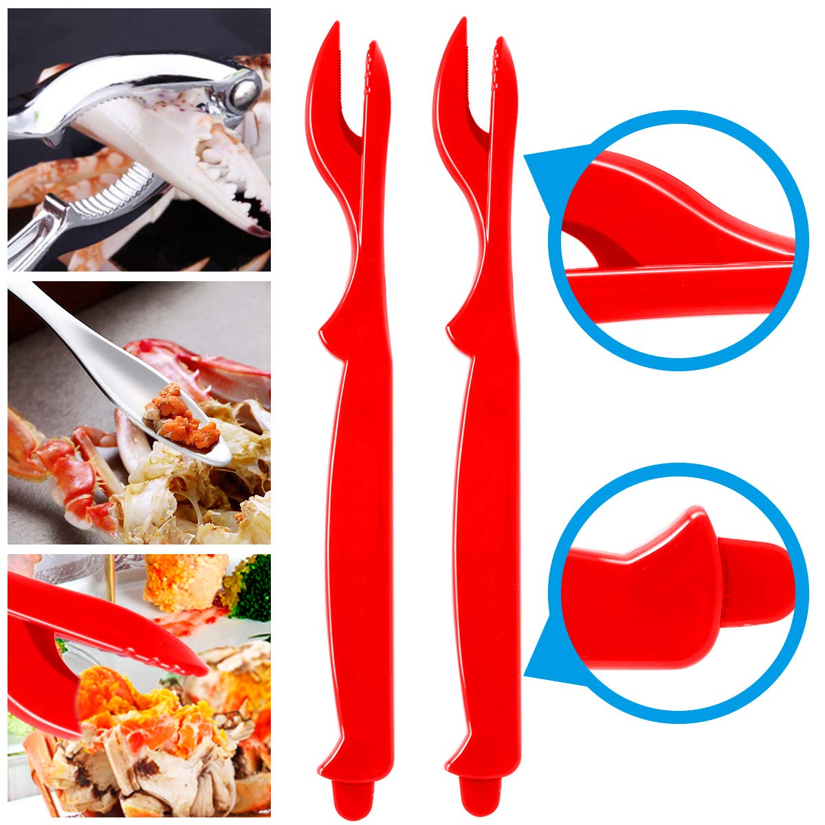 7Pcs Seafood Tools Set including 4 Forks and 2 Lobster Crackers Nut Cracker 1 Seafood Scissors