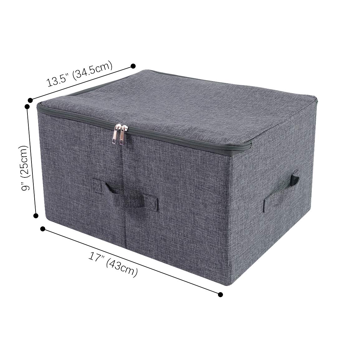 iwill CREATE PRO Pack of 2, Fabric Folding Washable Clothes Storage Boxes with Zip Lid for Wardrobe, Black Gray