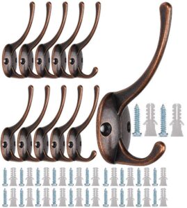 dual wall hooks coat hooks heavy duty made of strong metal 11pcs-coffee