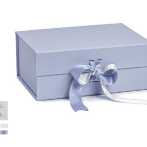 Blue Box 6.4'x 8.8'x 3.74' with Magnetic Lid, 2 Ribbons and Thank you Stickers for Groomsman, Wedding, Christmas, Halloween, Birthday, Fathers Day