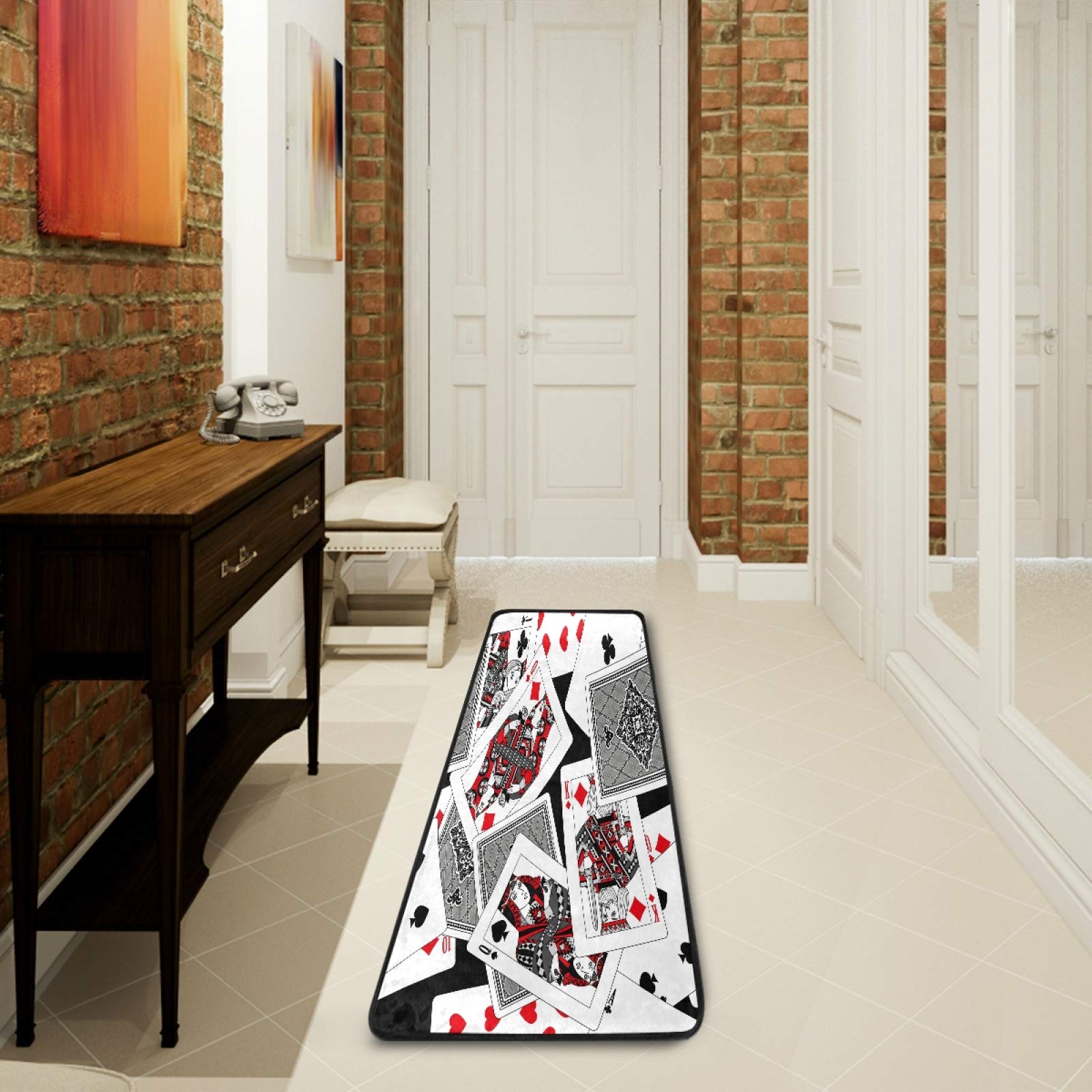 ALAZA Playing Card Poker Collection Area Mat Rug Rugs for Living Room Bedroom Kitchen 2' x 6'