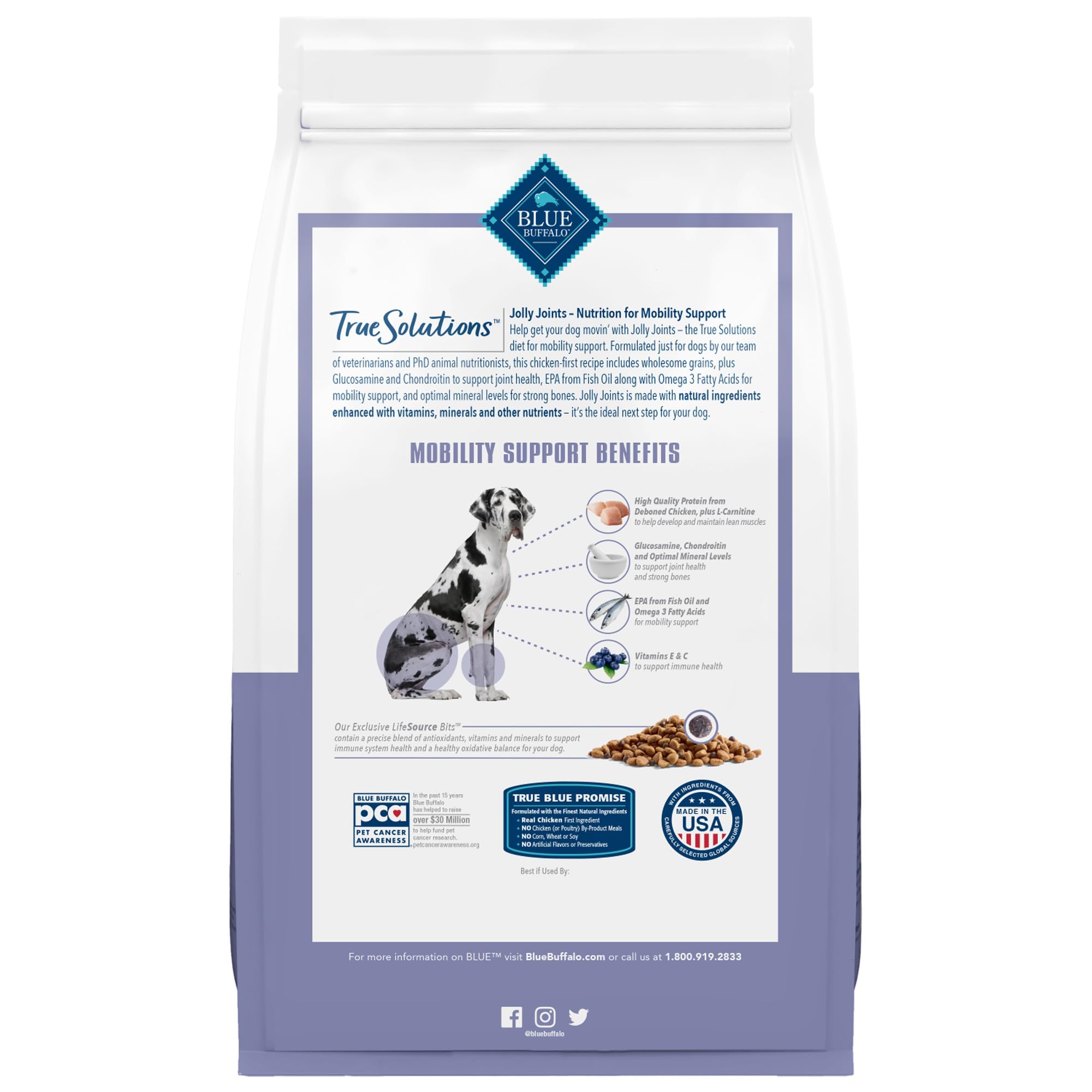 Blue Buffalo True Solutions Jolly Joints Mobility Care Natural Dry Food for Adult Dogs, Chicken, 24-lb. Bag