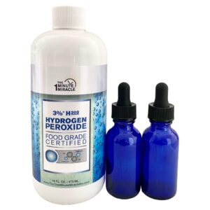 3% food grade hydrogen peroxide - 16 oz bottle - 2 droppers - recommended by the one minute cure book. the choice by professional, alternative medicine, and homeopathic communities.