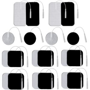 lotfancy tens unit replacement pads assorted sizes, 20pcs self-adhesive electrode pads for tens/ems massager, 2” x 2” -12pcs, 2” x 3.5”- 4pcs, 1.25" round - 4pcs