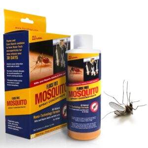 flock free natural mosquito control spray concentrate, repels mosquitoes, ticks, fleas, flies, gnats, and chiggers away. makes up to 4 gallons! (4oz concentrate)