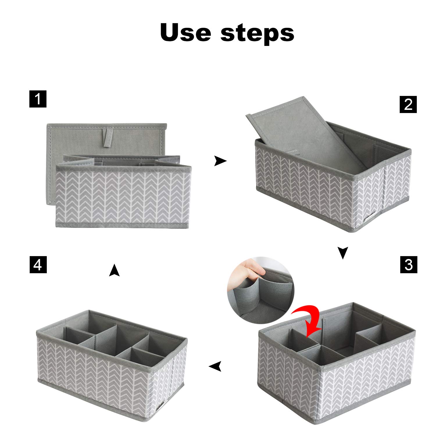 VERONLY Cosmetic Storage Bins Makeup Organizer, Adjustable Multifunction Storage Box Desk Drawer Divider for Makeup Brushes, Bathroom Countertop or Dresser, Set of 3 (Grey)