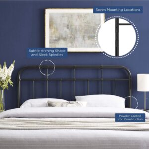 Modway Alessia Modern Farmhouse Metal King Headboard in Black