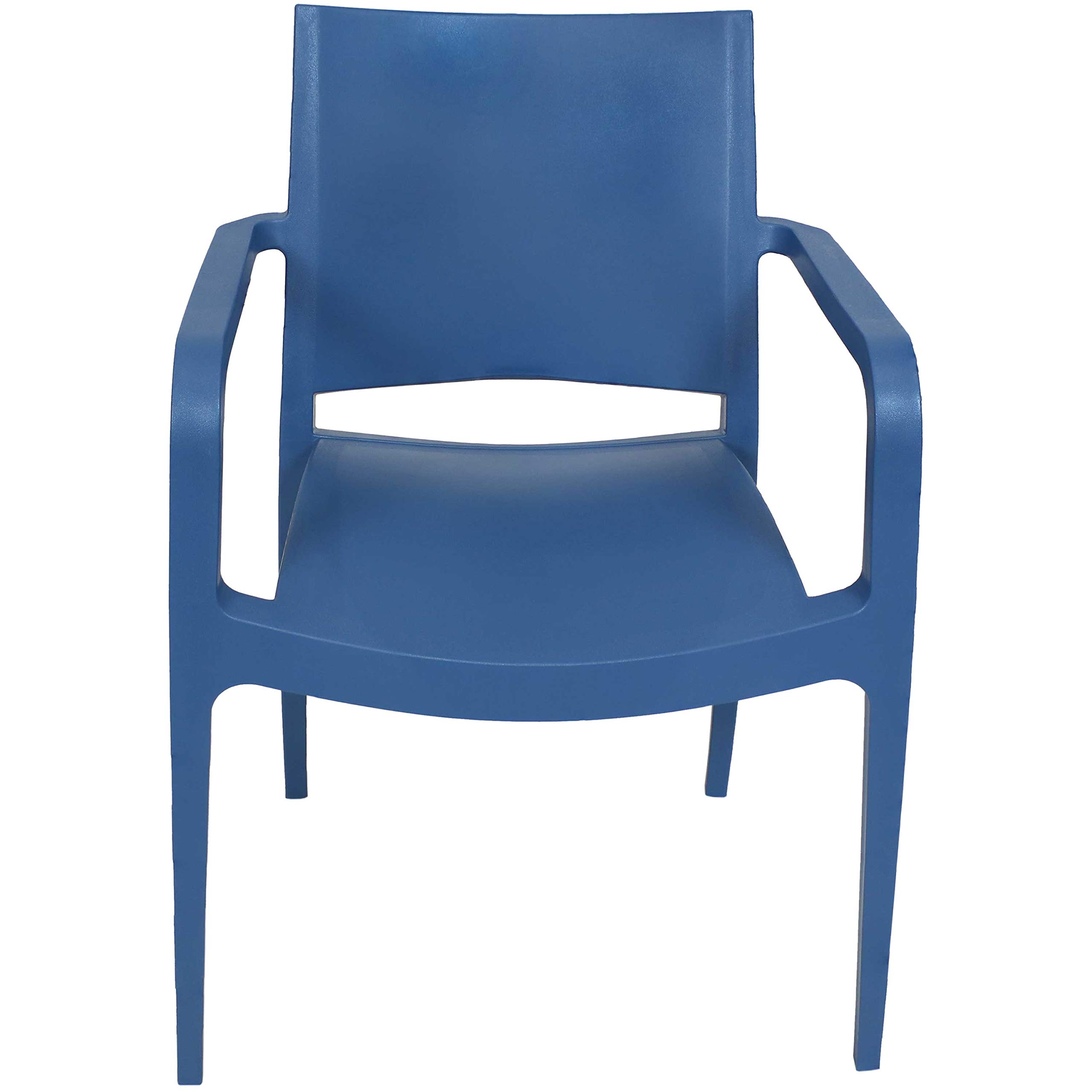 Sunnydaze Landon All-Weather Plastic Indoor and Outdoor Dining Armchair - Commercial Grade - Sax Blue - 2 Chairs