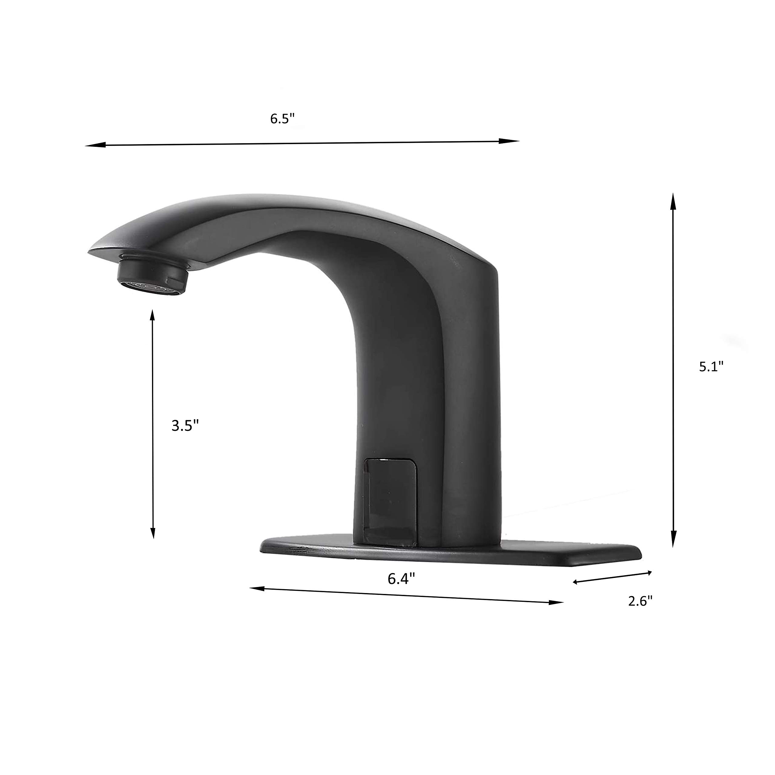 Automatic Bathroom Faucet Black Touchless Solid Brass Motion Activated Bath Tub Lavatory Basin Sink Vanity Aerator One Hole Brass Mixer Tap Touch-Free