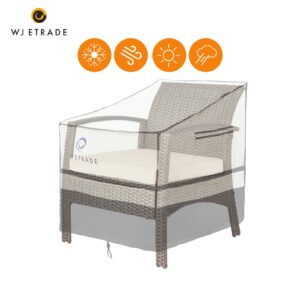 WJ-X3 Patio Chair Covers, 2Pack, 33" W x 38" D x 35" H Lounge Chair Cover, Heavy Duty Waterproof UV Resistant Outdoor Furniture Cover, Beige+Grey