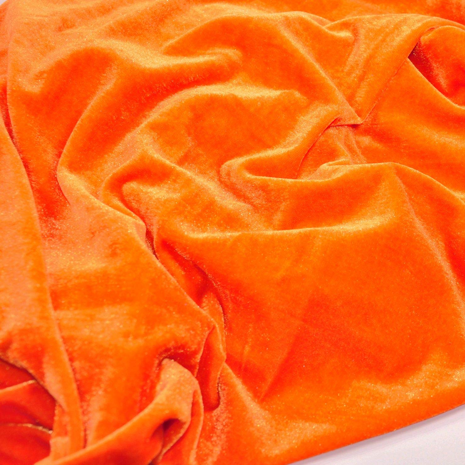 Stretch Velvet Fabric 12 Colors 62" Wide for Sewing Apparel Upholstery Curtain by The Yard (One Yard Orange)