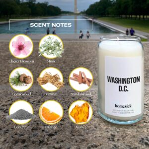 Homesick Scented Candles for Home (Washington D.C.) - 13.75 oz Long-Lasting Soy Wax Jar Candle for Women & Men for All Occasions, 60-80 Hours Burn Time - Notes of Cherry Blossom & Moss