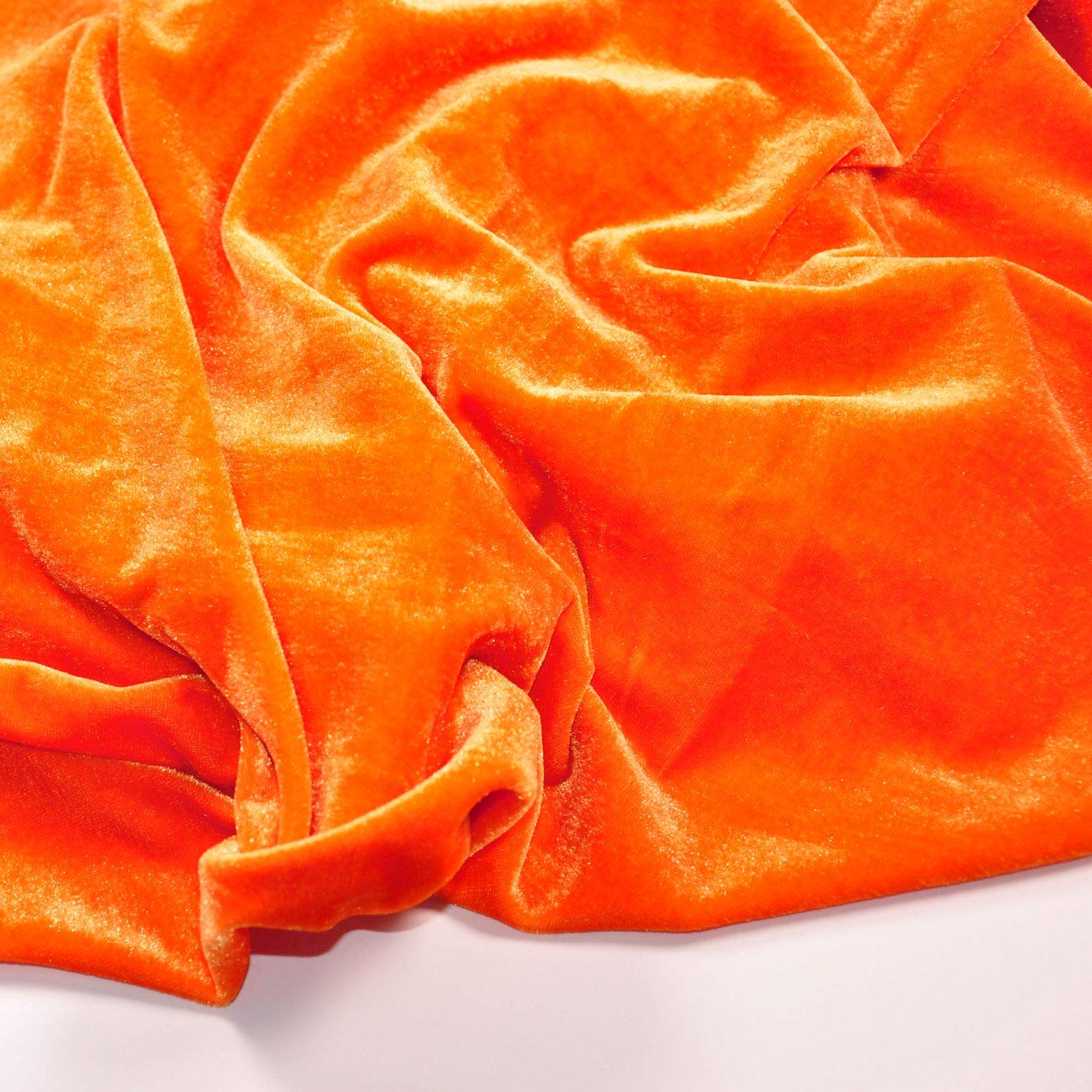 Stretch Velvet Fabric 12 Colors 62" Wide for Sewing Apparel Upholstery Curtain by The Yard (One Yard Orange)