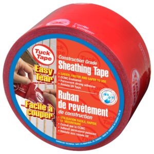 tuck tape construction sheathing tape, epoxy resin tape, 2.4 in x 180 ft (red) easy tear