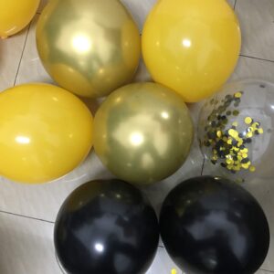 Bamonos Black Yellow Gold Balloons - Bee day Party Balloons for Baby Shower Birthday Gender Reveal Graduation Decorations 12inch 60packs