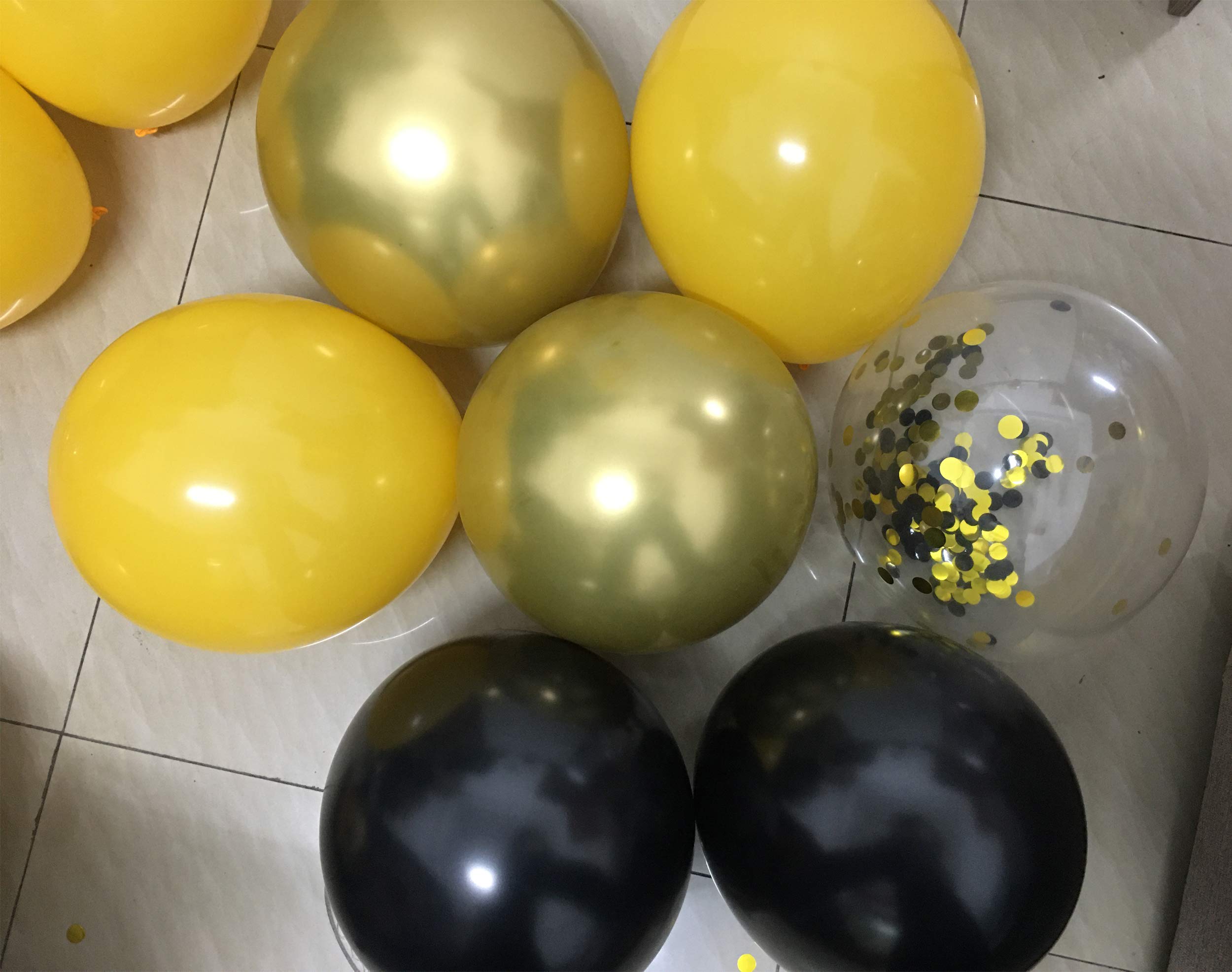 Bamonos Black Yellow Gold Balloons - Bee day Party Balloons for Baby Shower Birthday Gender Reveal Graduation Decorations 12inch 60packs