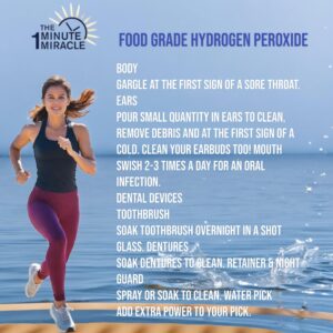 3% Food Grade Hydrogen Peroxide - 16 oz Bottle - 2 Droppers - Recommended by The One Minute Cure Book. The Choice by Professional, Alternative Medicine, and Homeopathic Communities.