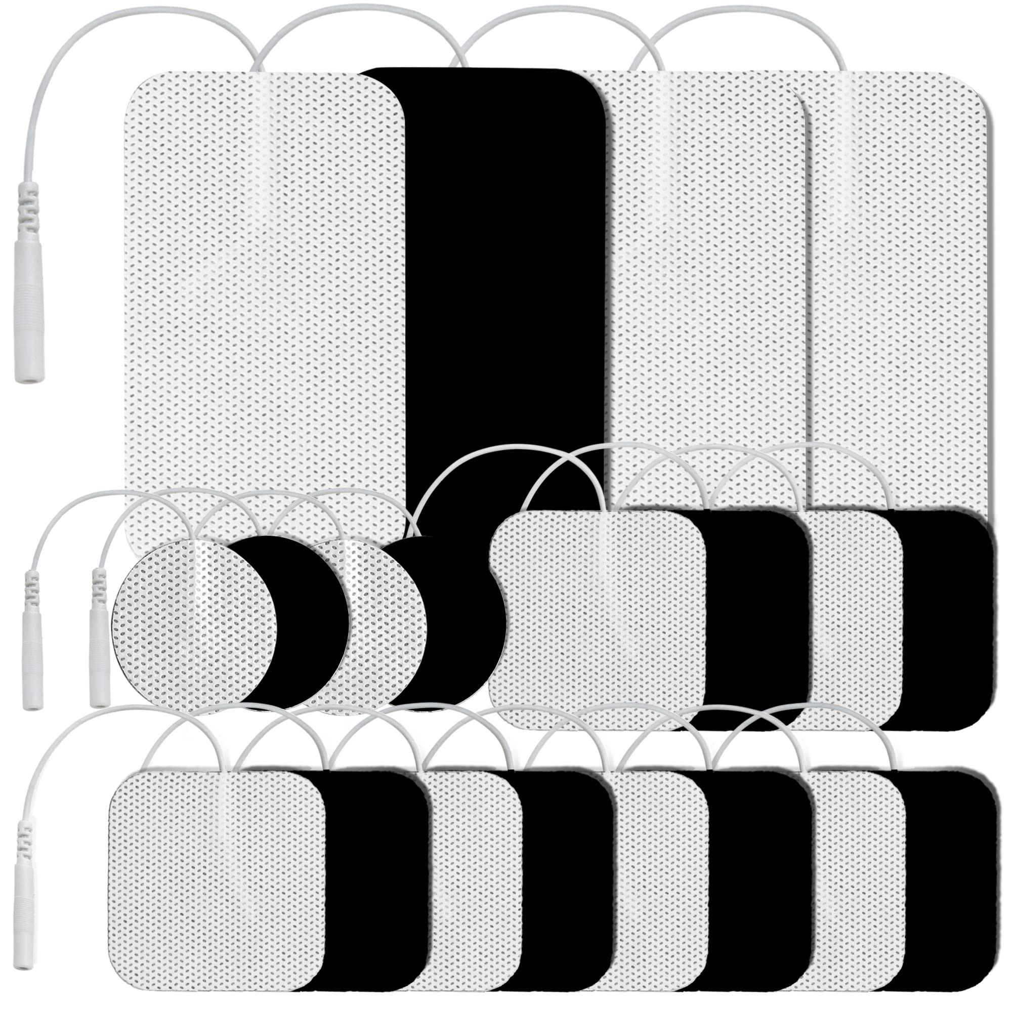 LotFancy TENS Unit Replacement Pads Assorted Sizes, 20PCS Self-Adhesive Electrode Pads for TENS/EMS Massager, 2” x 2” -12Pcs, 2” x 3.5”- 4Pcs, 1.25" Round - 4Pcs