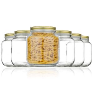 kitchentoolz 6 pack of glass mason jar half gallon wide mouth with airtight metal lid - safe for fermenting kombucha kefir, herb drying & extraction curing pickling, storing and canning