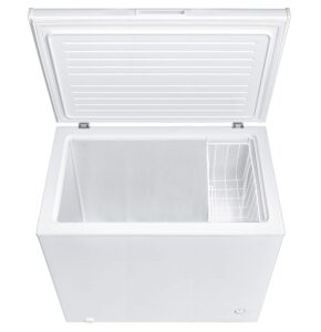 smad chest freezer 7.0 cubic feet with removable basket flip-up lid deep freezer adjustable temperature, for apartment home kitchen grocery, white