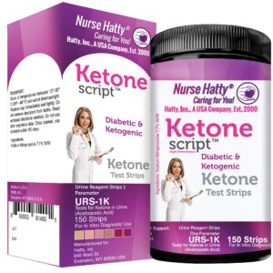 Nurse Hatty - Diabetic & Ketogenic Keto Strips – Fresh – USA-Made – High-Performance – Now Lasts 6 Months - 2-Year Shelf Life (150ct. Long Ketone Test Strips)