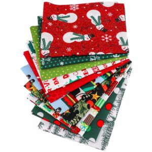 Konsait 10 Pieces 8x10'' Random Christmas Fabric Multi-Color Fabric Patchwork Cotton Mixed Squares Bundle Sewing Quilting Craft, Craft Fabric Bundle Squares Patchwork DIY Sewing Scrapbooking Quilting