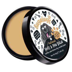 bugalugs dog paw pad balm & dog nose balm 30 g (1.06 oz) - moisturizing dog paw balm that creates an invisible barrier that protects and heals dry cracked paws - all-natural dog paw balm with oatmeal