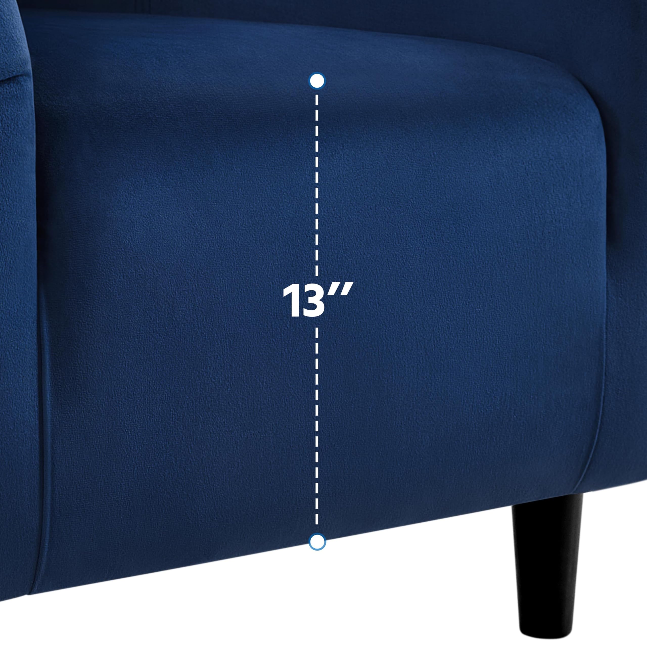 Yaheetech Velvet Club Chair, Modern Tufted Accent Chair with Armrest, Upholstered Barrel Chair with Solid Legs for Living Room/Bedroom/Study/Waiting Room, Navy Blue