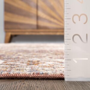 nuLOOM 2' x 6' Fringed Performance Indoor Area Rug, Power Loomed, Easy Clean, Durable, Non-Shed, Farley Rust