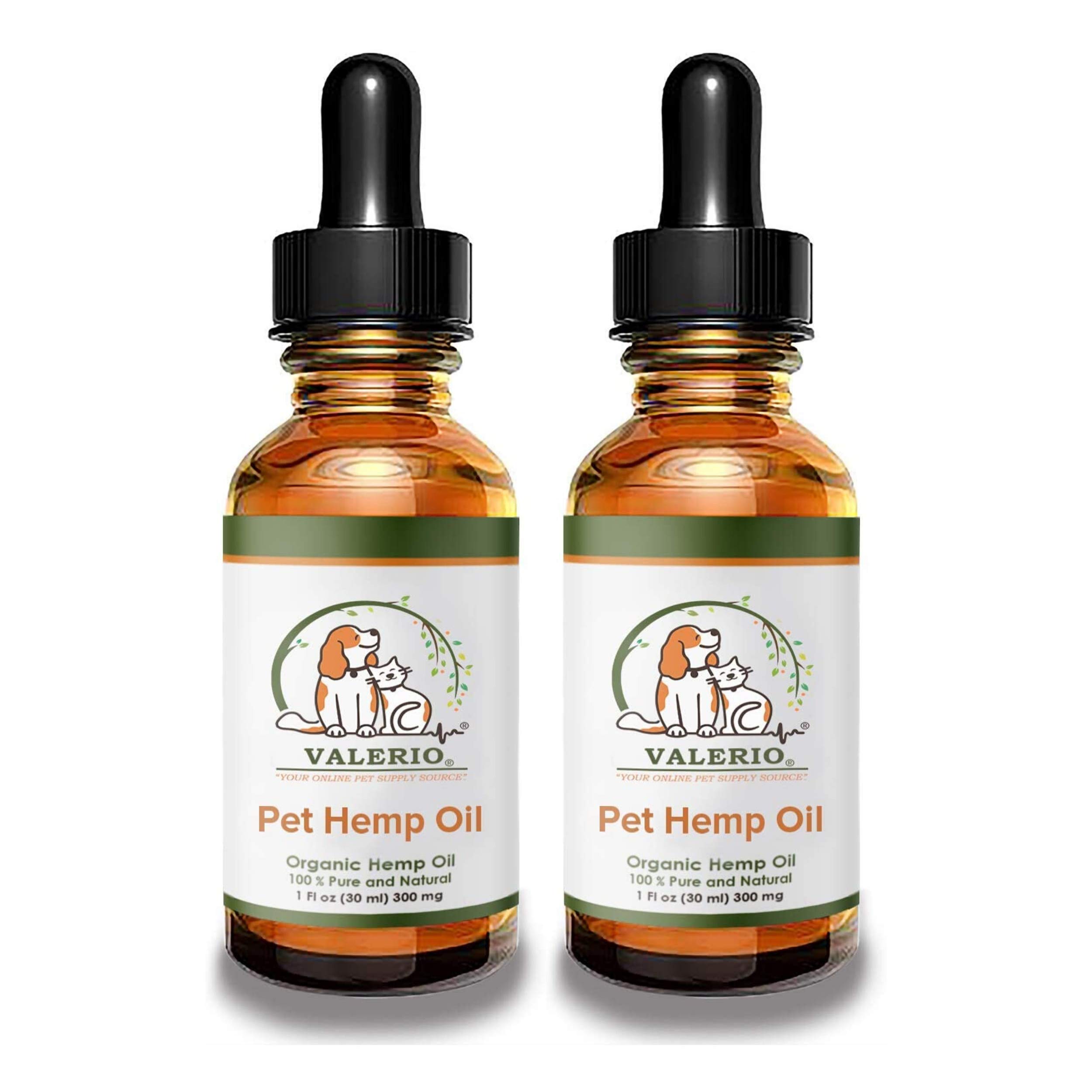 Valerio Pets Hemp Oil for Dogs and Cats - 1 Oz - Hemp Oil Drops with Omega Fatty Acids - Hip and Joint Support and Skin Health (2 Pack - 2 x 1 Oz)