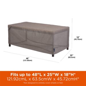 Modern Leisure Garrison Patio Ottoman/Coffee Table/Fire Pit Cover - Water-Resistant Fabric - Heavy-Duty Protection for Outdoor Patio Furniture - 48" L x 25" W x 18" H - Heather Grey