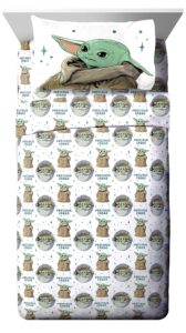 jay franco star wars the mandalorian curious child twin sheet set - 3 piece set super soft and cozy kid’s bedding features the child baby yoda - fade resistant microfiber sheets