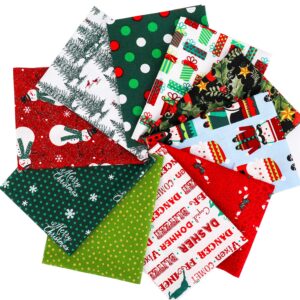 Konsait 10 Pieces 8x10'' Random Christmas Fabric Multi-Color Fabric Patchwork Cotton Mixed Squares Bundle Sewing Quilting Craft, Craft Fabric Bundle Squares Patchwork DIY Sewing Scrapbooking Quilting