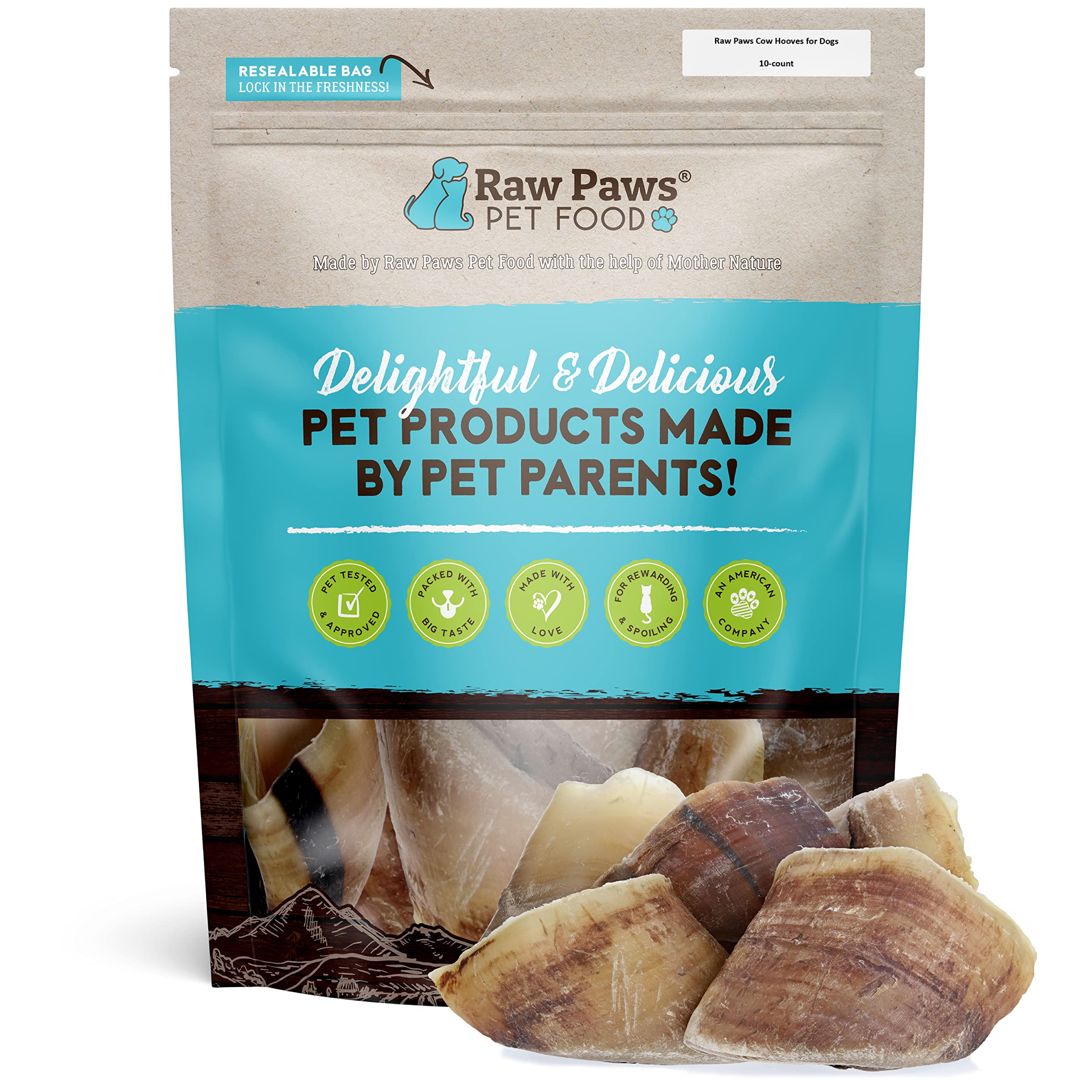 Raw Paws Cow Hooves for Dogs, 10-Pack - All-Natural Beef Hooves Made from Free-Range, Grass-Fed Cattle - Safe Rawhide Alternative - Dog Cow Hooves XL - Long-Lasting Cow Hoof Dog Chews