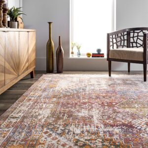 nuLOOM 2' x 6' Fringed Performance Indoor Area Rug, Power Loomed, Easy Clean, Durable, Non-Shed, Farley Rust