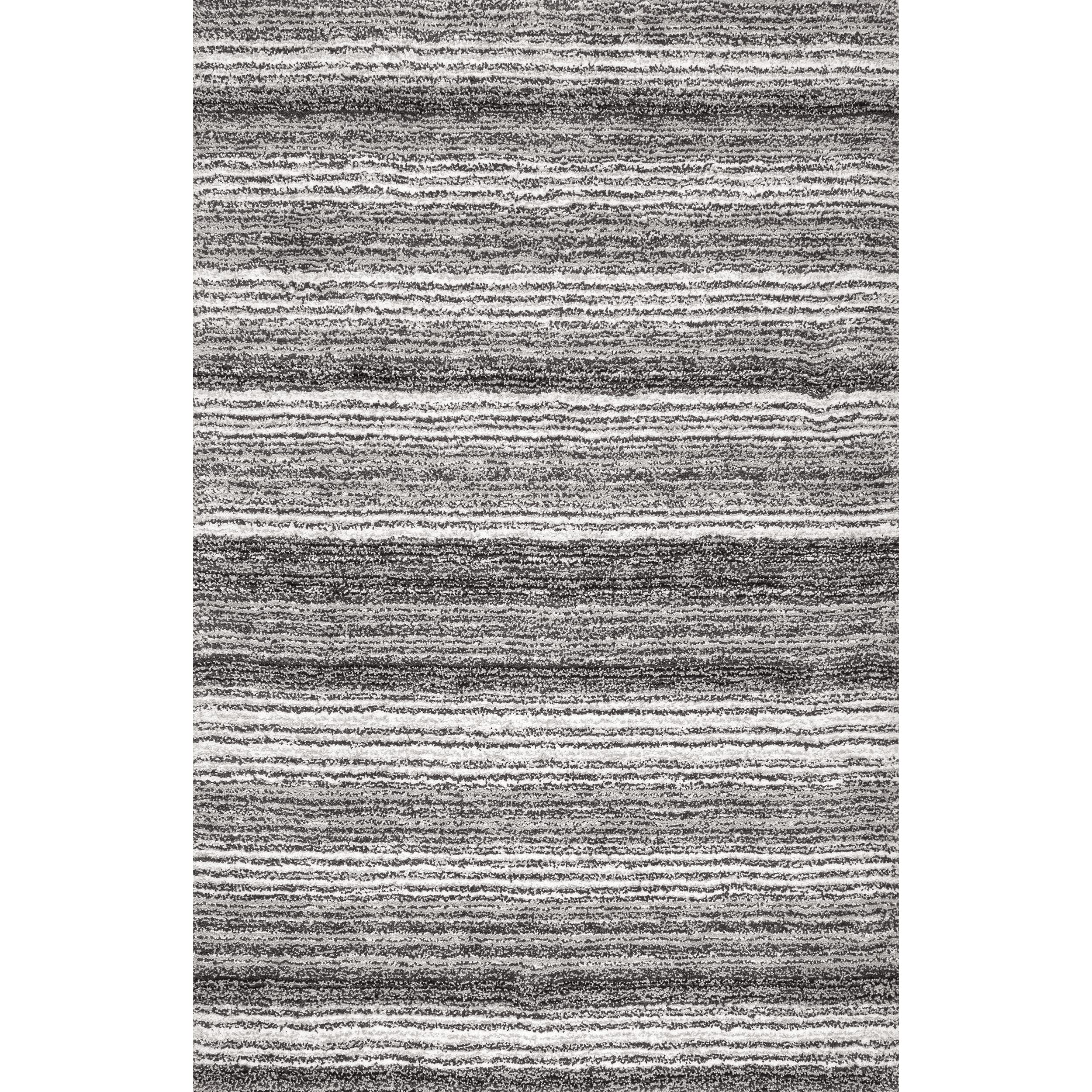 nuLOOM Drey Striped Shag Area Rug - 2x3 Accent Shag Rug Casual Gray Multi/Brown Rugs for Living Room Bedroom Dining Room Nursery Entryway