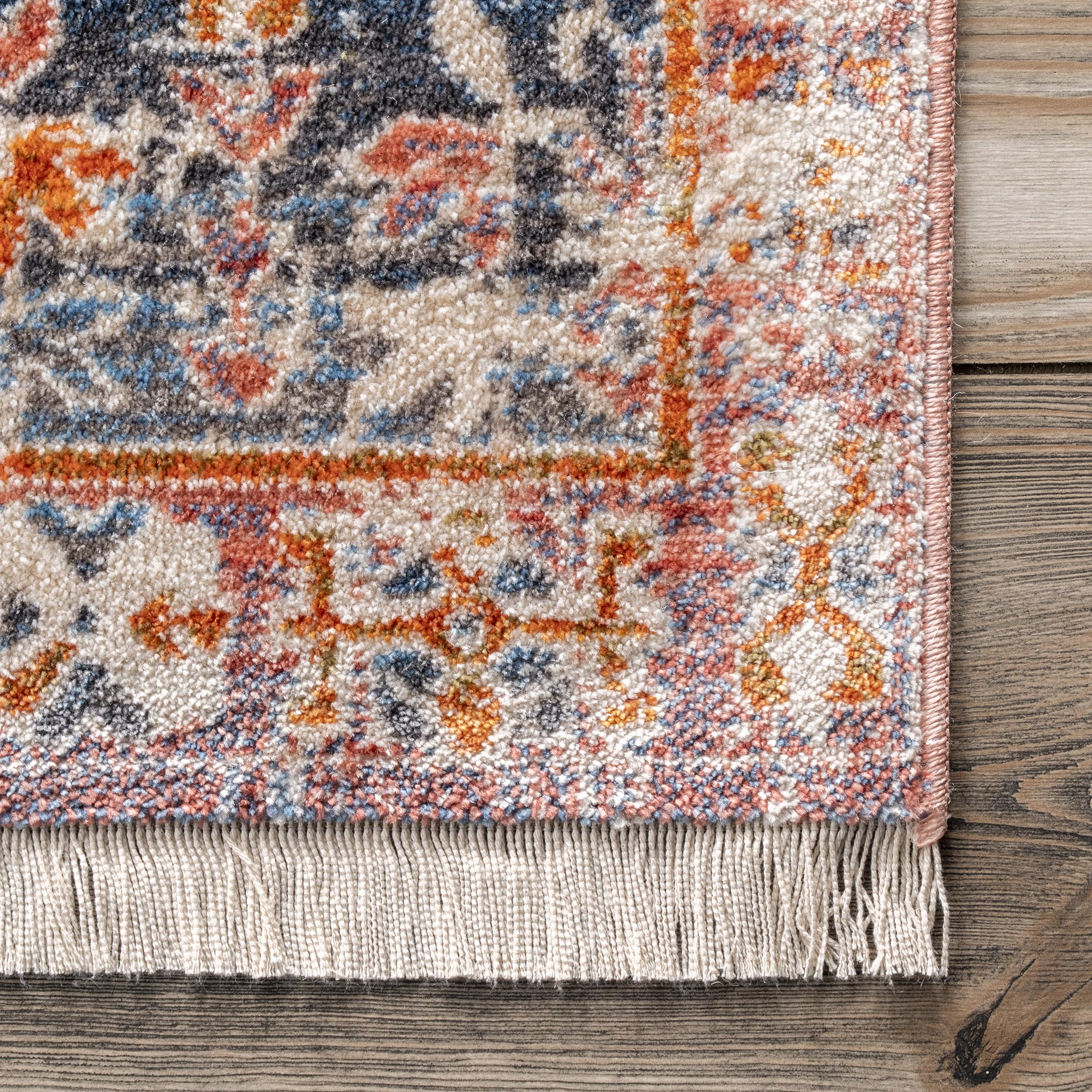 nuLOOM 2' x 6' Fringed Performance Indoor Area Rug, Power Loomed, Easy Clean, Durable, Non-Shed, Farley Rust