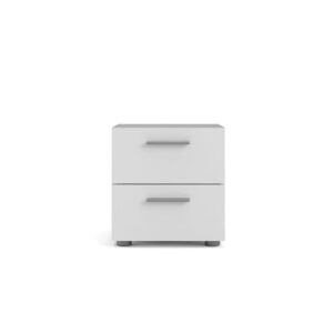 Home Square Scandinavian Look 3 Piece Bedroom Set 8 Drawer Double Dresser and Two Nightstand in White