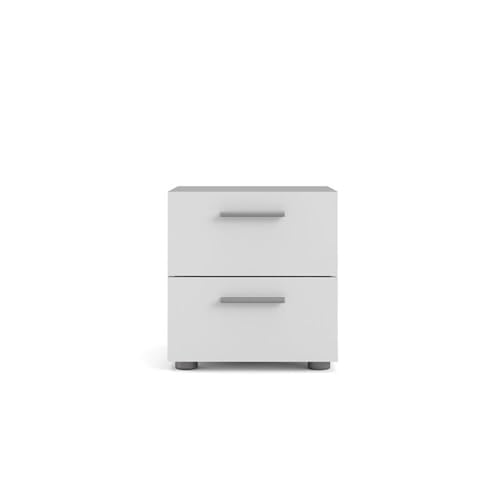 Home Square Scandinavian Look 3 Piece Bedroom Set 8 Drawer Double Dresser and Two Nightstand in White